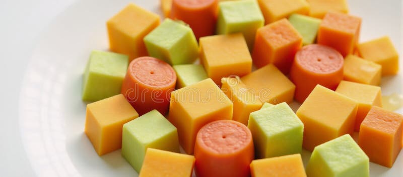 Modern Arrangement of Colorful Cheese Cube Pieces from Above ...