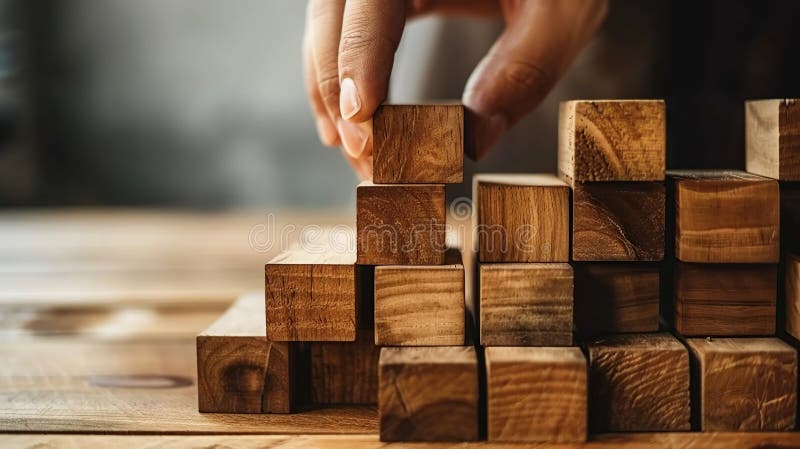 Modern Arranging Wood Block Stacking with Business Strategy and Action ...