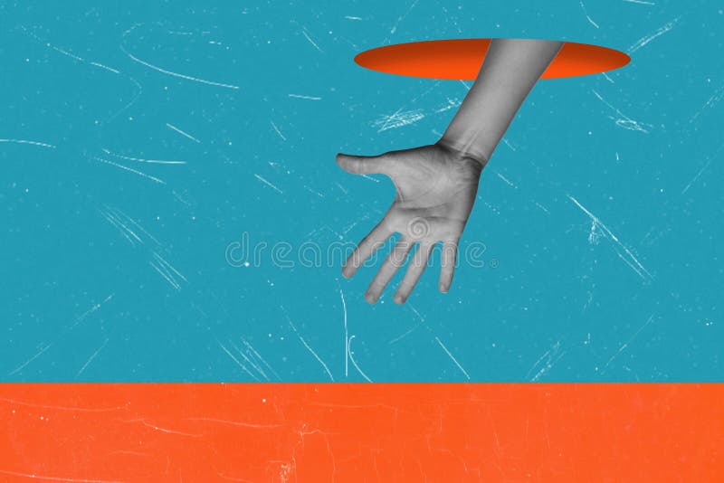 A Modern Art Collage of a Helping Hand, a Reaching Hand Stock Photo ...
