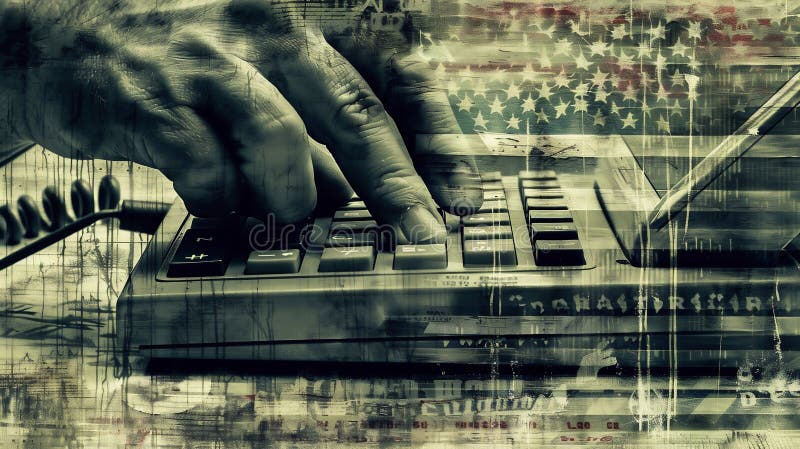 Modern Art Collage Showing a Hand with Computer, Dialing Password Stock ...