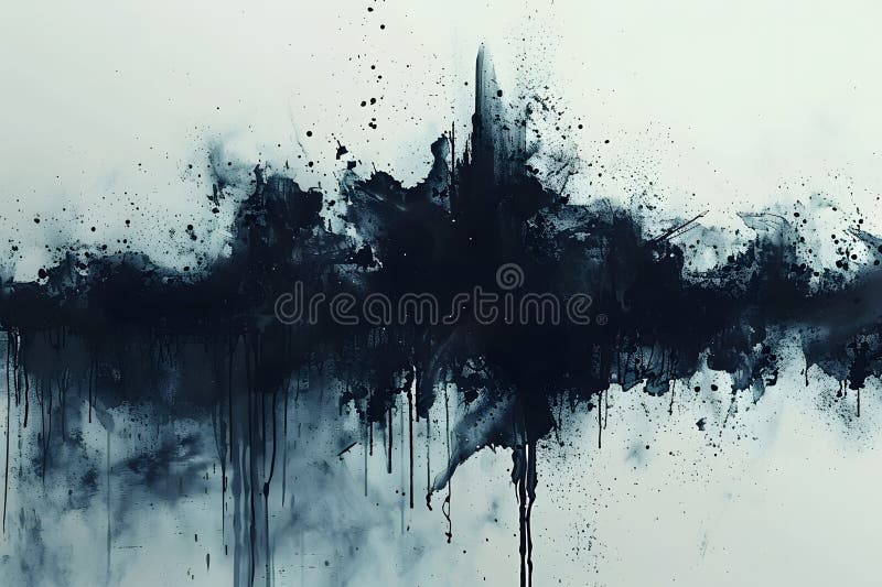 Abstract Black Ink Splatter on White Background Modern Art Design for ...