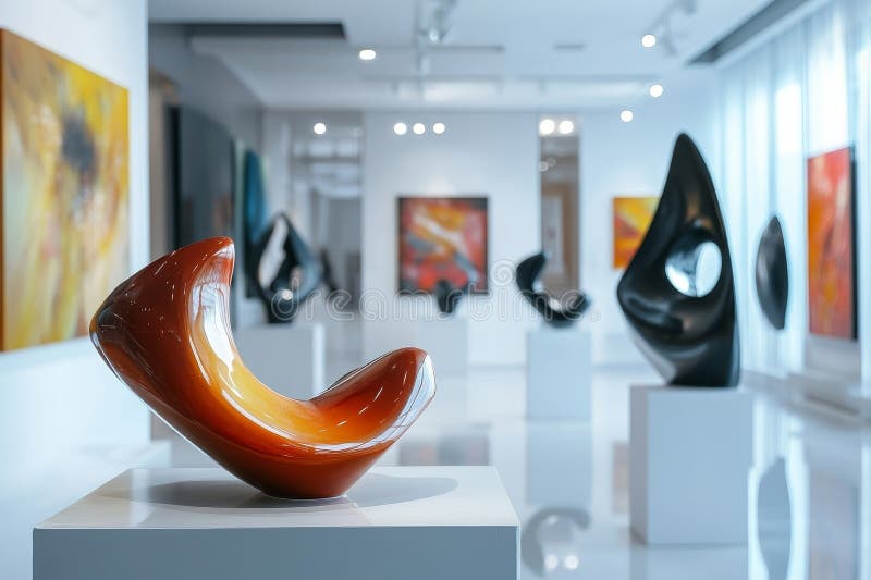 Modern Art Exhibition with Expositions of Futuristic Abstract Sculpture ...