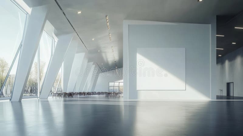 A Modern Art Gallery Featuring a Spacious, Minimalist Interior with ...