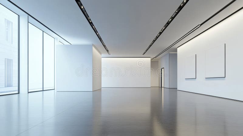 Modern Art Gallery Interior Featuring Minimalist Design and Bright ...