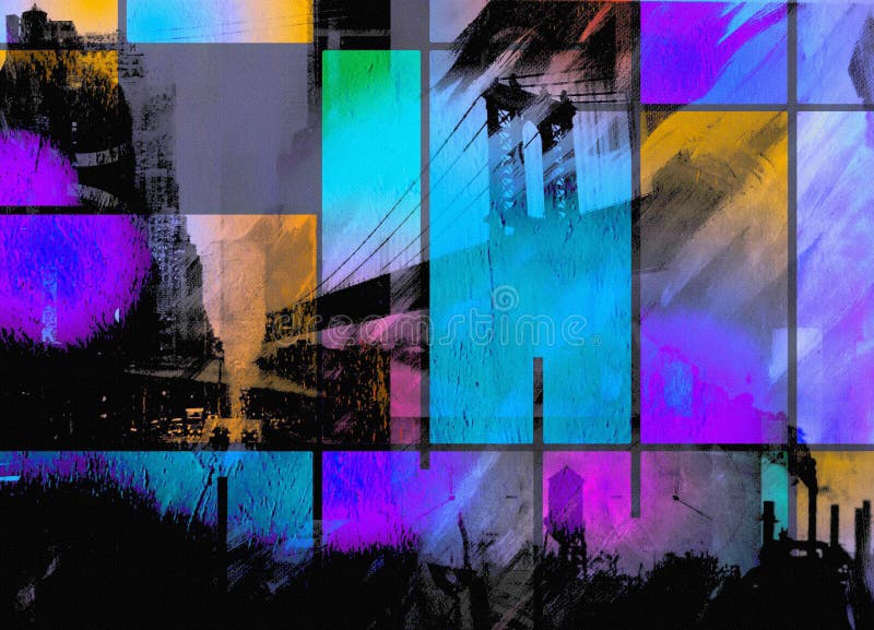 Modern Art Inspired City Abstract Stock Illustration - Illustration of ...