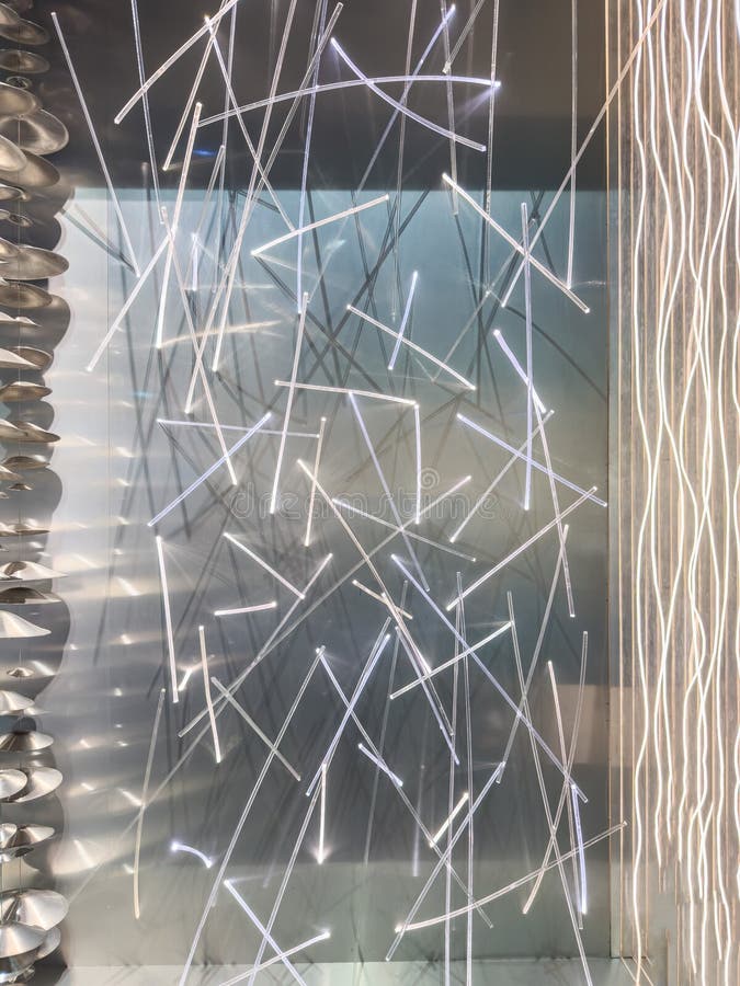 Modern Art Installation: Abstract Light Tubes and Reflective Elements ...