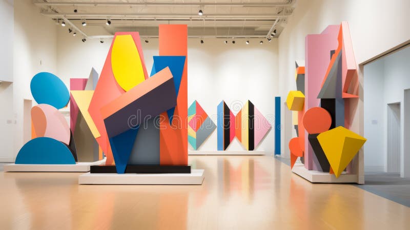 A Modern Art Installation with Bold Geometric Shapes Stock Illustration ...