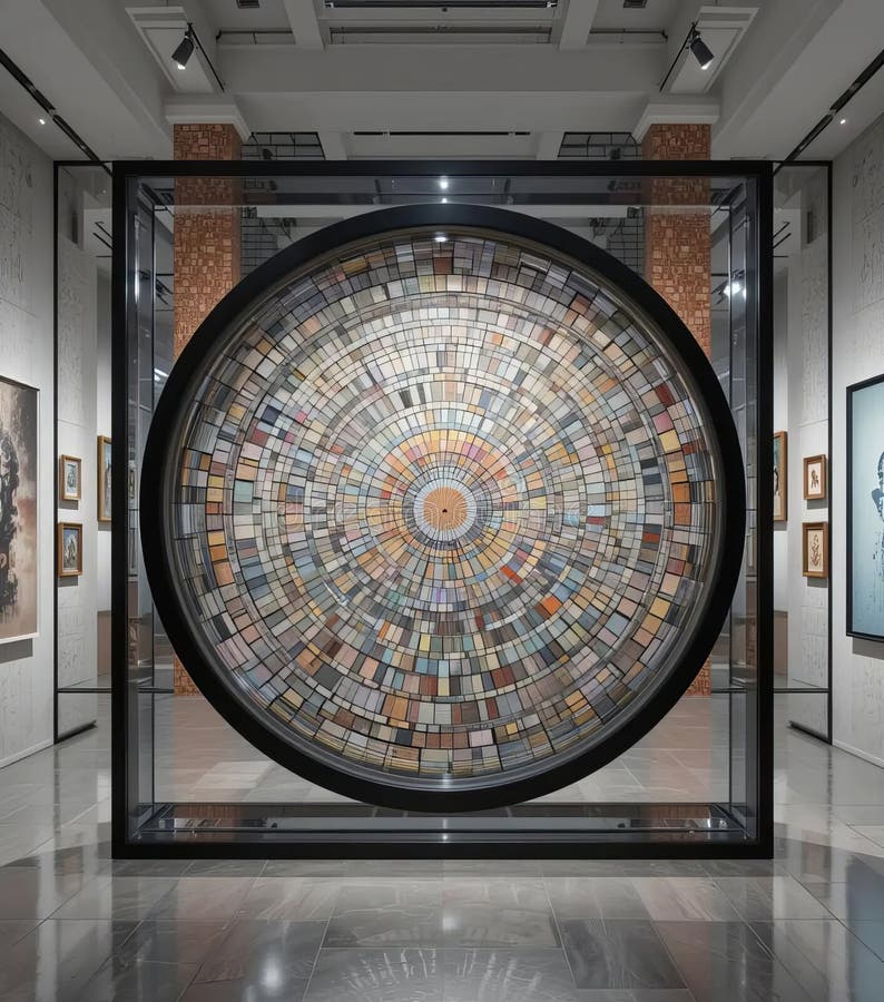 Modern Art Installation with Circular Mosaic Centrepiece. Stock ...