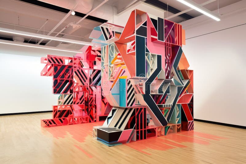 Modern Art Installation, Featuring Geometric Lettering and Typography ...