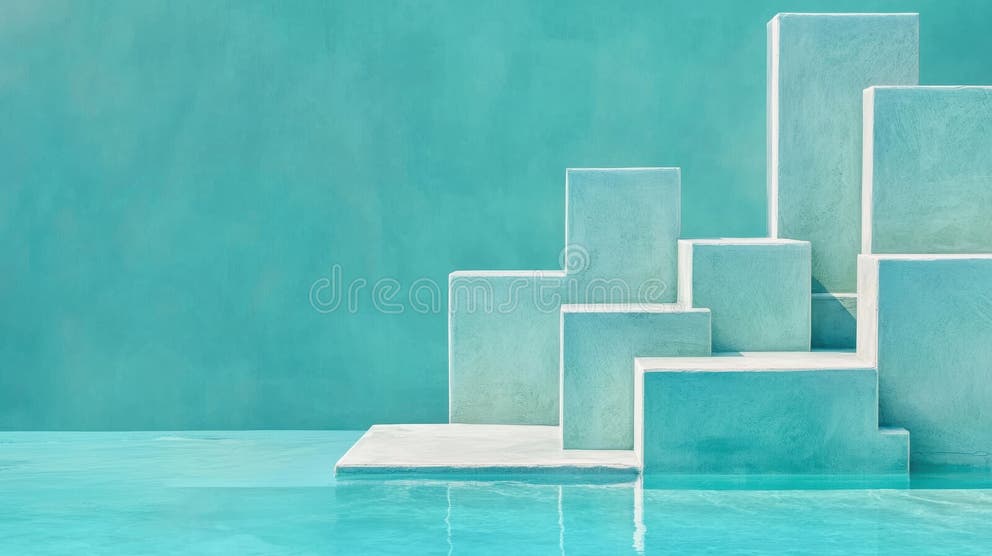 A Modern Art Installation Featuring a Series of White Cube-shaped ...