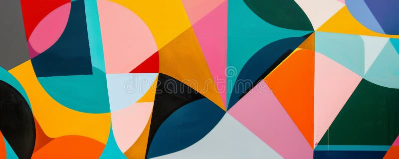 Modern Art Mural Wallpaper Background Showcasing Overlapping Geometric ...