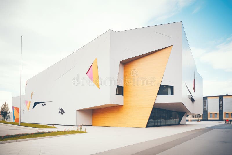 Modern Art Museum with Asymmetrical Design Stock Photo - Image of ...
