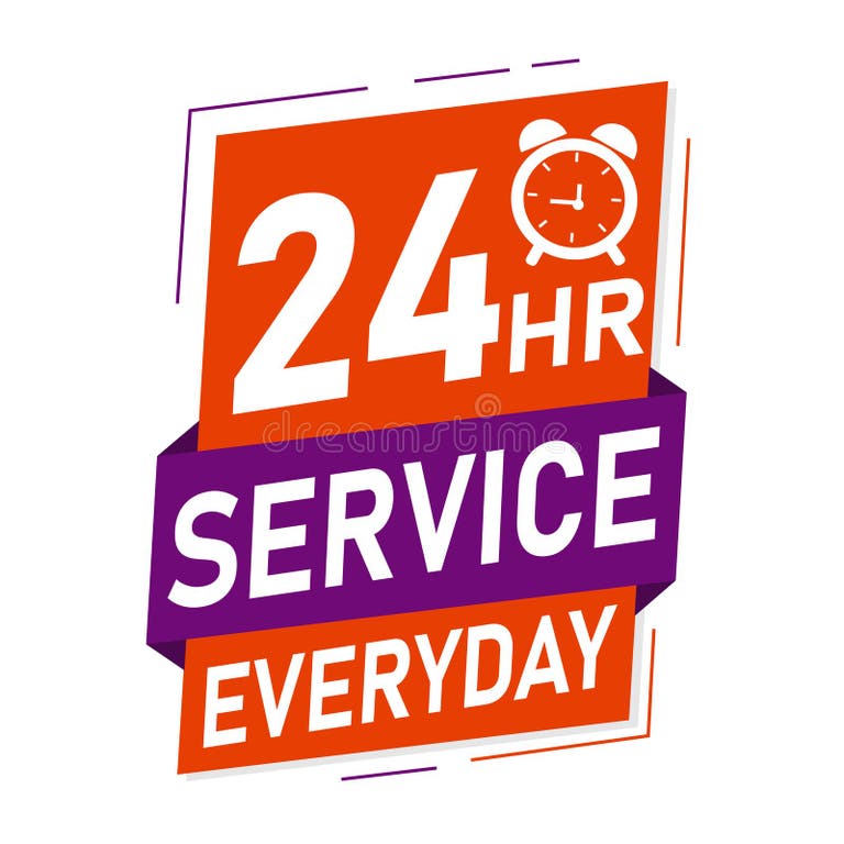 Modern Art Open Service Available for 24 Hours and 7 Days Stock Vector ...