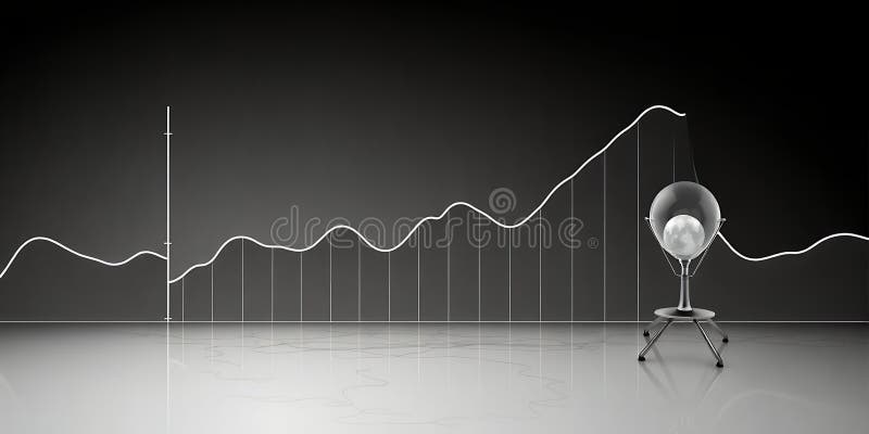 Modern Art Piece Featuring a Graph Line and a Spherical Sculpture on a ...