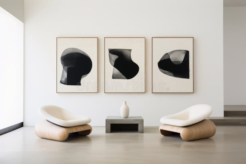 Modern Art Seating in a Minimalist Space Stock Illustration ...