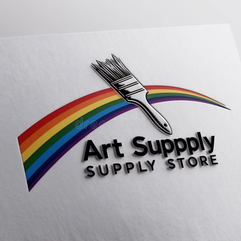 Modern Art Supply Store Logo Design with Rainbow and Brush Stock ...