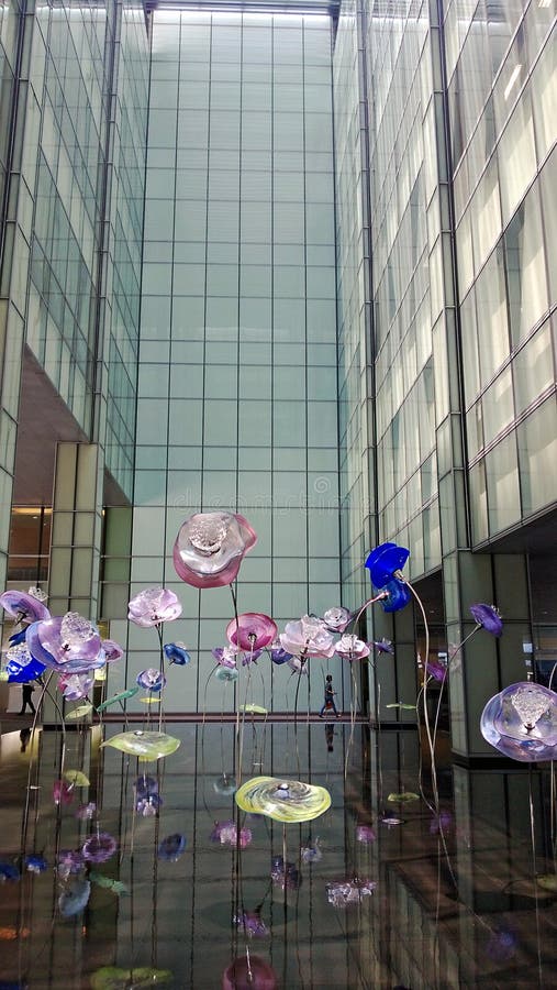 Modern Artificial Flowers in an Office Building Stock Image - Image of ...