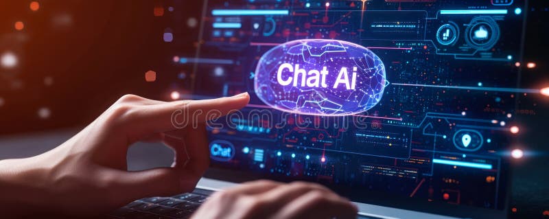 Modern Artificial Intelligence Concept with User Interacting with Chat ...