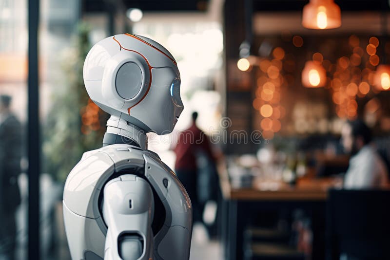 Modern Artificial Intelligence Robot Working As Waiter in Restaurant ...