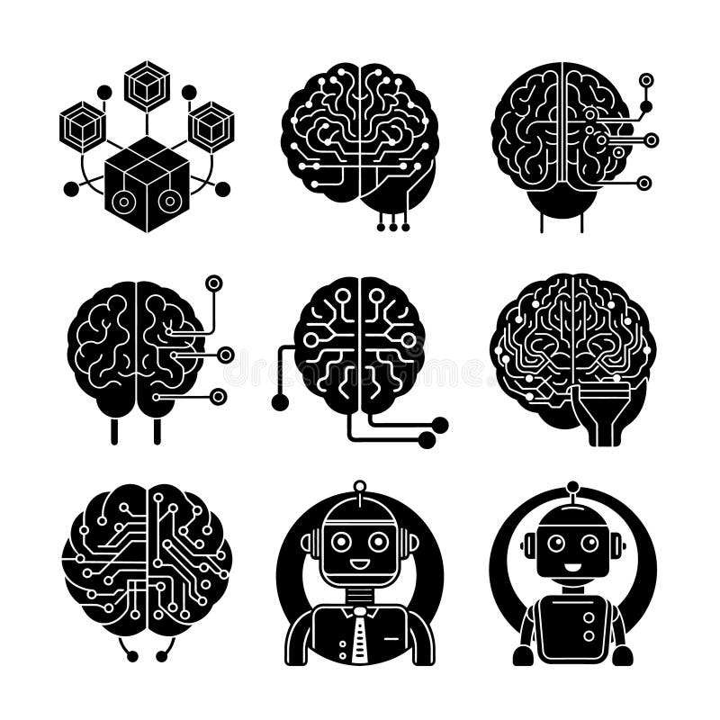 Modern Artificial Intelligence Symbols for Digital and Tech Projects ...