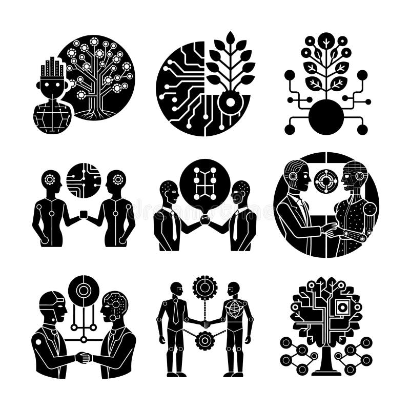 Modern Artificial Intelligence Symbols for Digital and Tech Projects ...