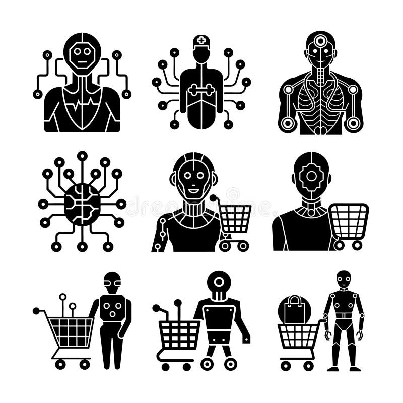 Modern Artificial Intelligence Symbols for Digital and Tech Projects ...