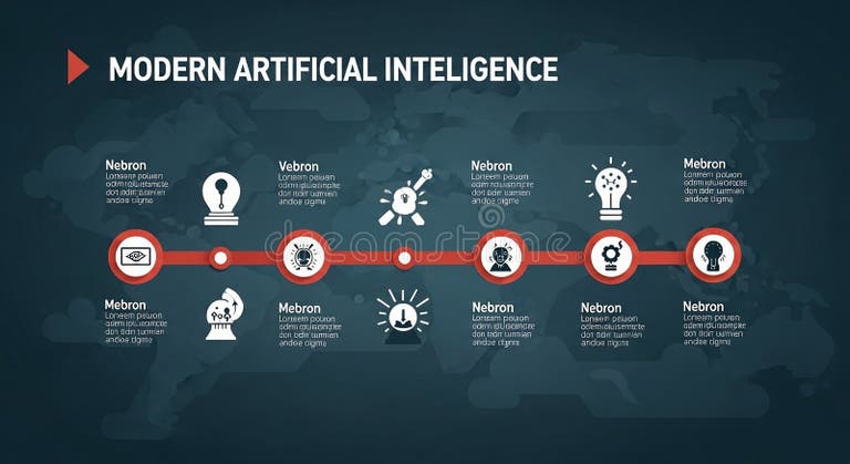 Modern Artificial Intelligence Timeline Infographic with Icons and Text ...