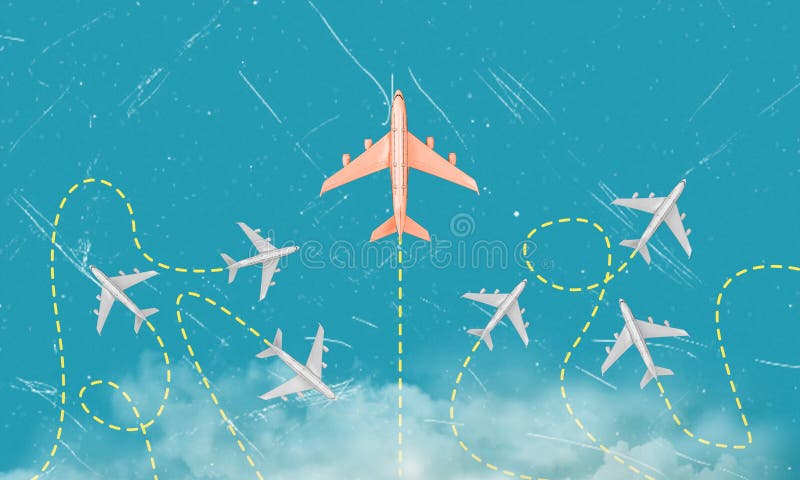 Modern Artistic Collage Featuring Multiple Airplanes Stock Illustration ...