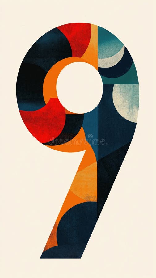 Modern Artistic Number 9 Design Stock Illustration - Illustration of ...