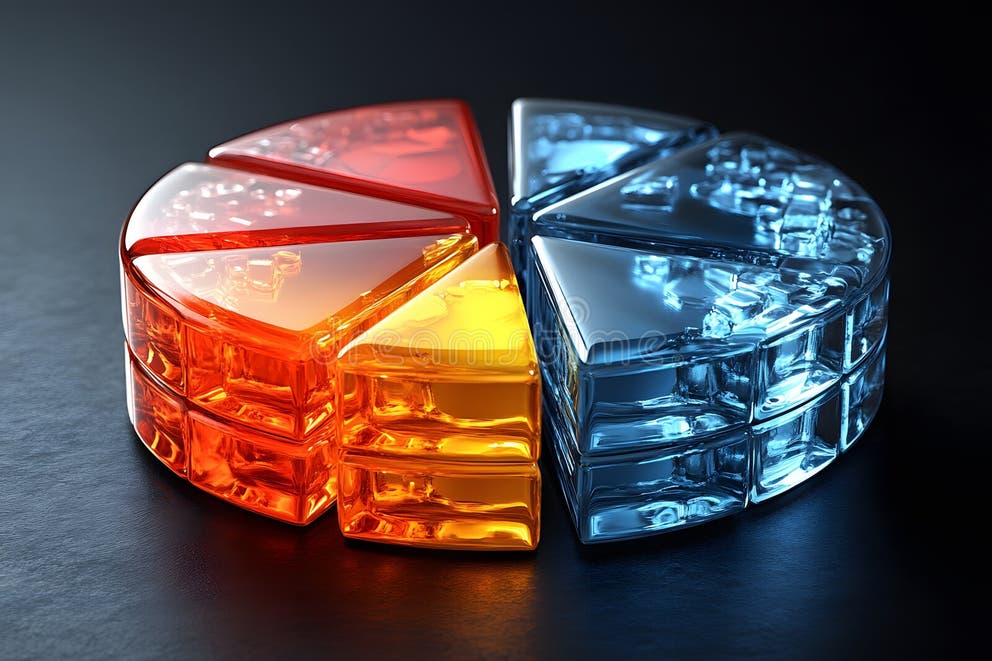 Futuristic Pie Chart Design in Vibrant Red, Orange, and Blue Glass ...
