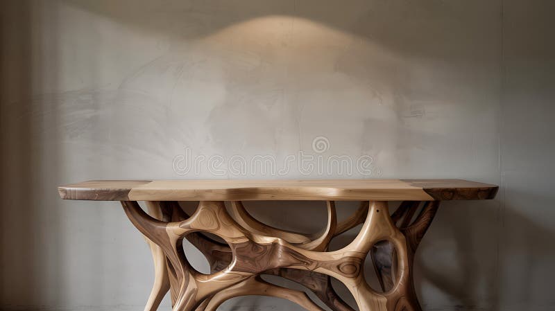 Modern Artistic Wood Table with Intricate Design and Details Stock ...
