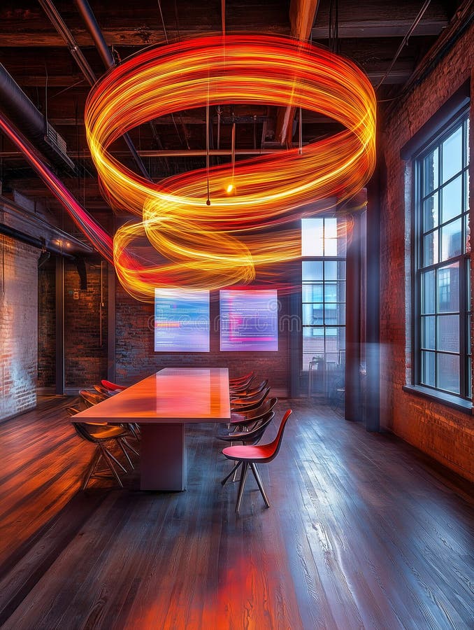 Modern Artists Loft Featuring Floating Digital Screens and Dynamic ...