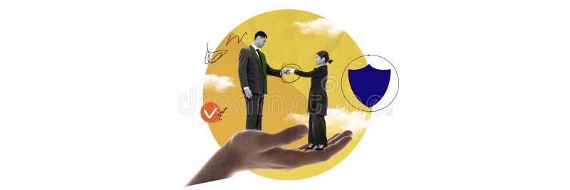 Modern Artwork. Hand Supporting Handshake between Business People with ...