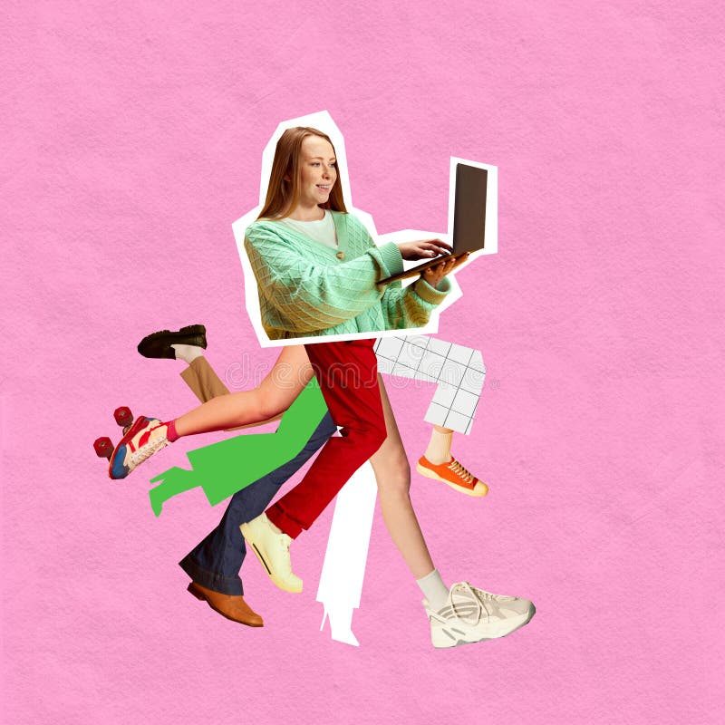 Modern Artwork. Woman with Multiple Dynamic Legs in Different Outfits ...