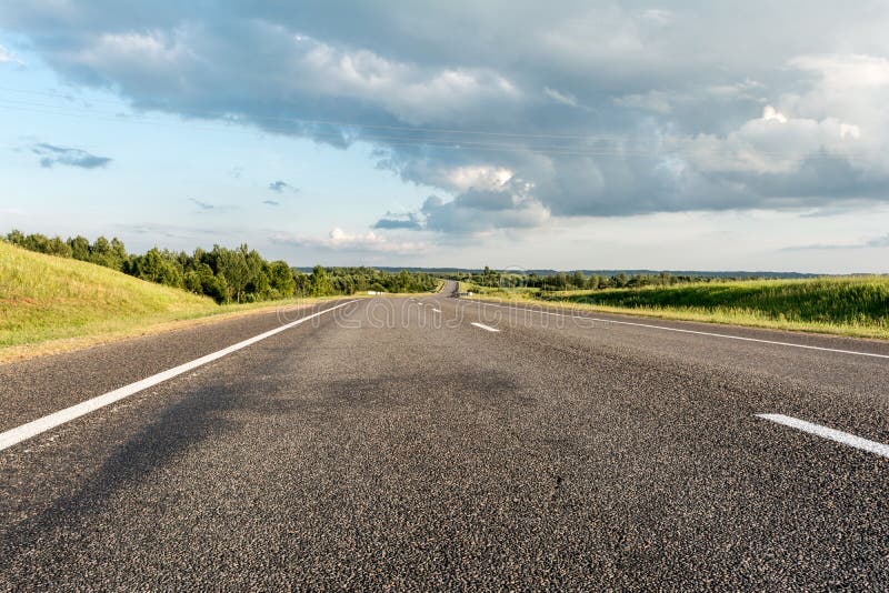 Modern Asphalt Road with Road Marking Elements. Perspective View of a ...
