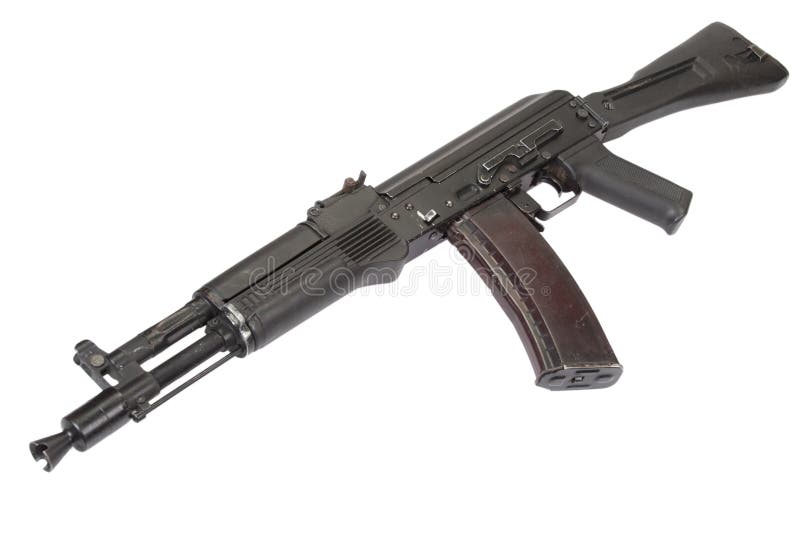 Modern Assault Kalashnikov Rifle on White Stock Photo - Image of ...