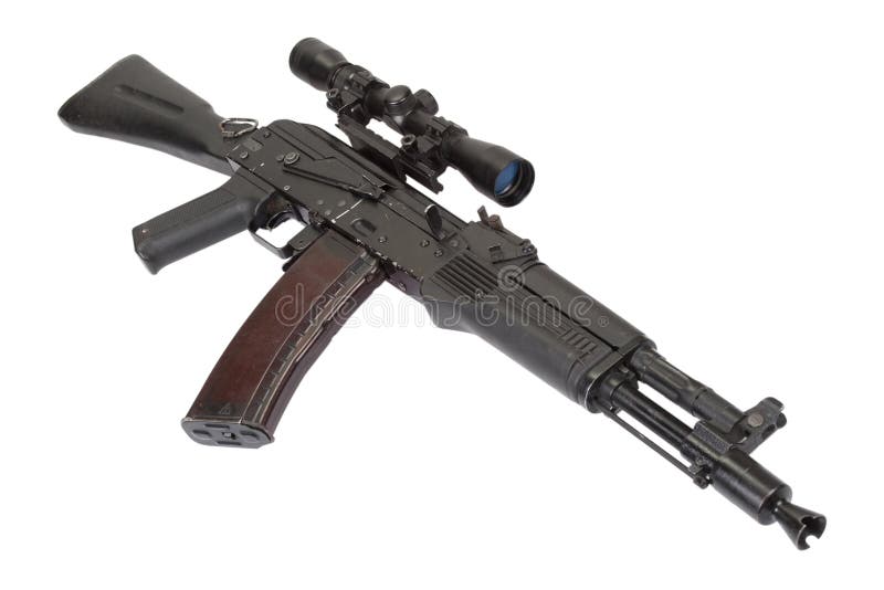 Modern Assault Kalashnikov Rifle on White Stock Image - Image of russia ...