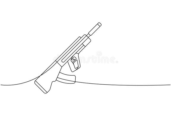 Modern Assault Rifle One Line Continuous Drawing. Various Modern ...