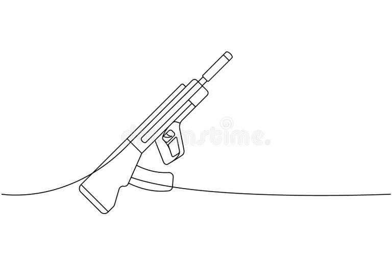Automatic Rifle Line Drawing Stock Illustrations – 312 Automatic Rifle ...