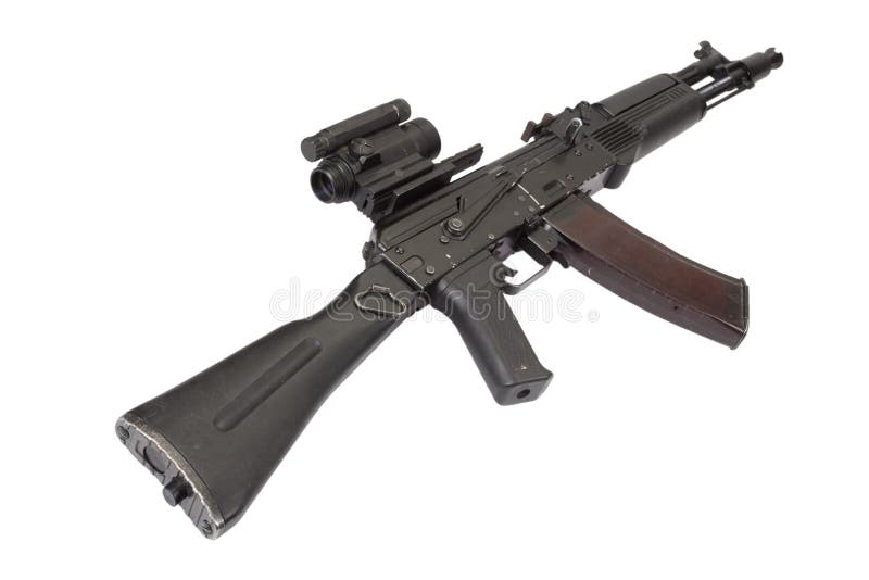 Modern Assault Rifle on White Stock Image - Image of weapon ...