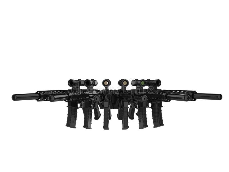 Modern Assault Rifles with White Details - Top Down View Stock ...