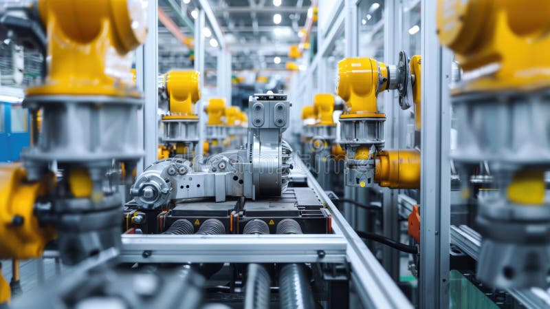 Modern Assembly Line Manufacturing Electric Motors with Cutting-Edge ...