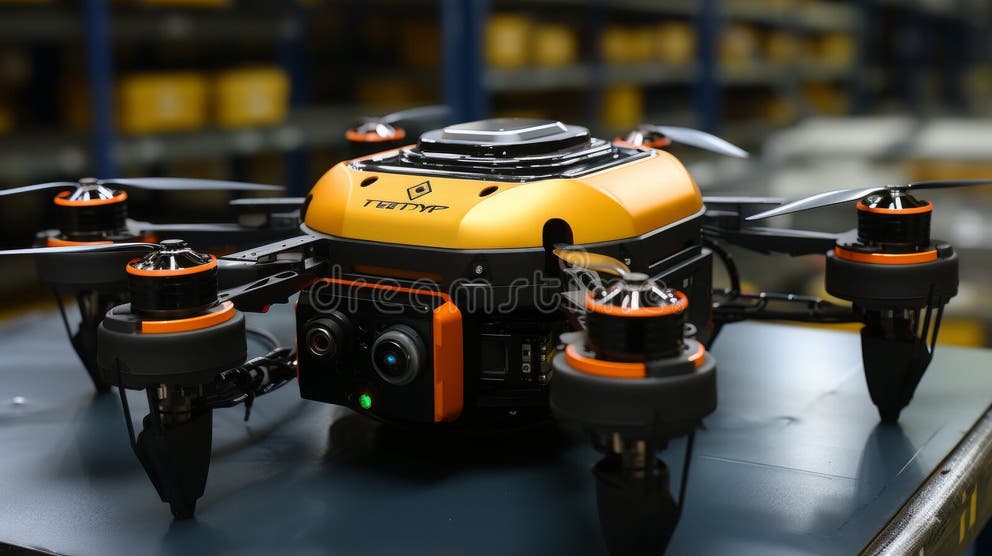 Modern Assembly Line Producing Advanced AI-powered Drones in a High-tech Manufacturing Facility ...