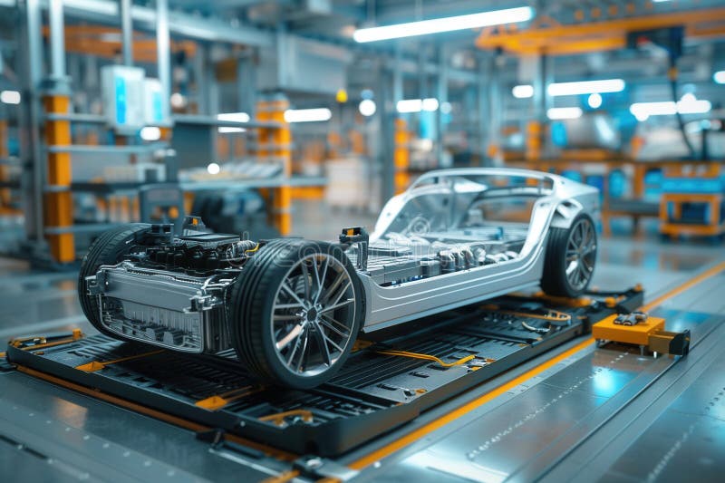 Innovative Electric Car Manufacturing and Battery Assembly in a Modern ...