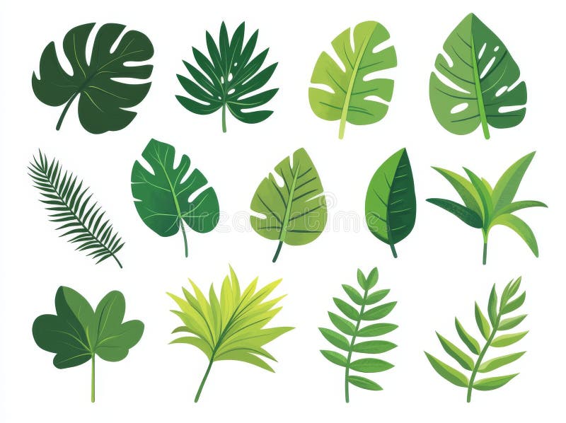 A Modern Assortment of Illustrations Depicting Flat Designs of Plants ...