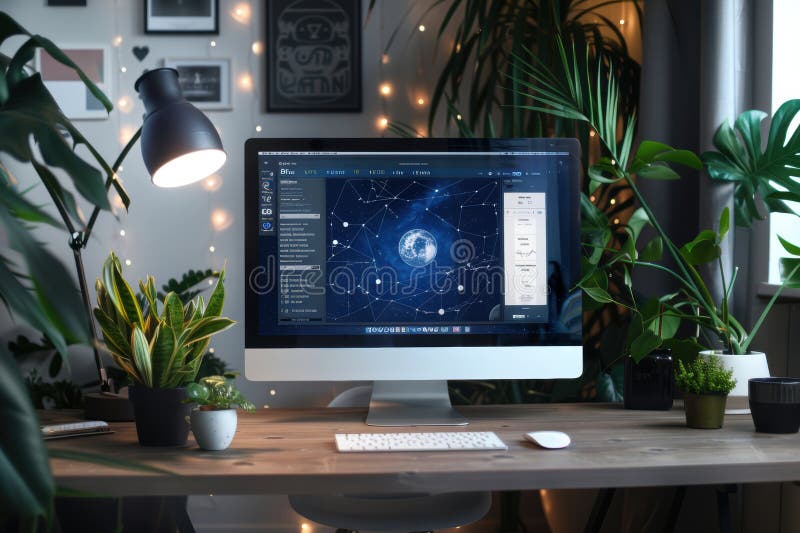 Modern Astrology-Inspired Workspace with Plants for Fresh Design and ...