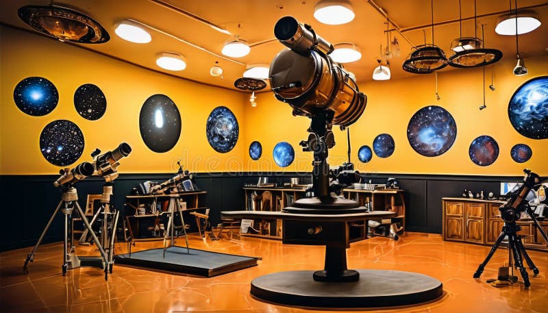 Modern Astronomy Exhibition Room Stock Image - Image of educational ...