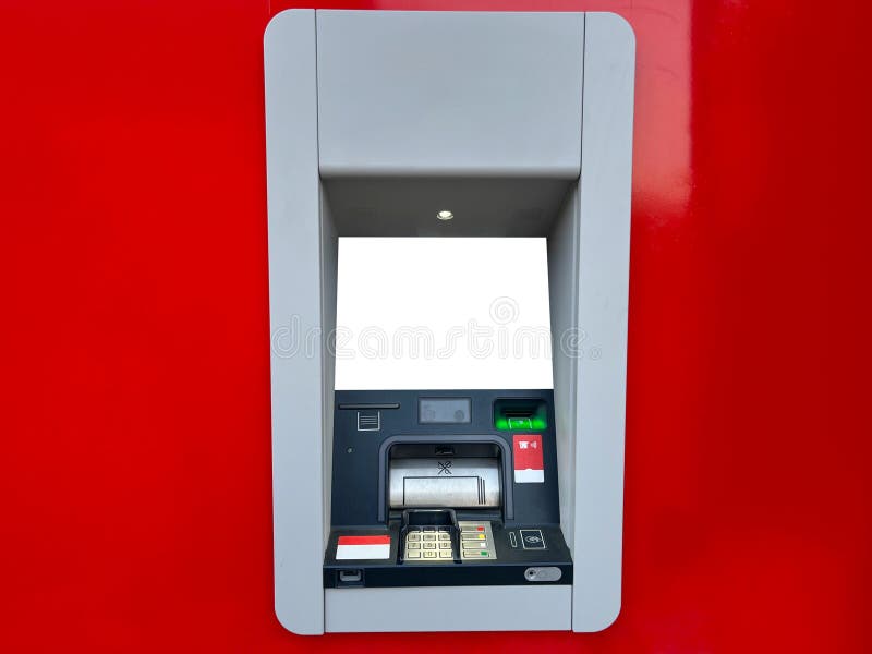 Modern ATM with Contactless Payment and Card Reader with Screen Mockup ...