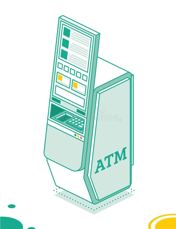 Modern Atm Machine Isolated on White. Isometric Business Concept. Touch ...