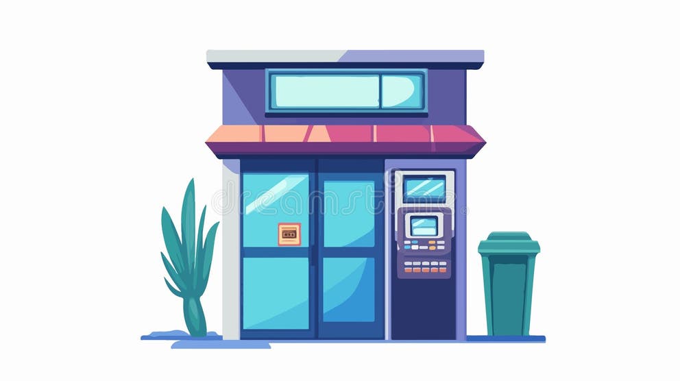 Modern ATM Machine Vector Isolated Illustration for Finance and Banking ...
